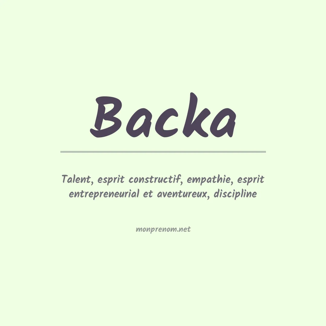 Signification du Prénom Backa