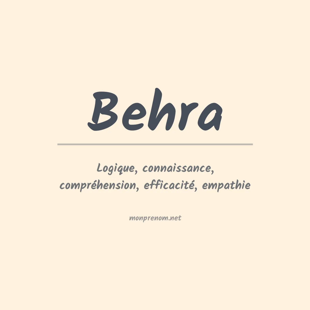 Signification du Prénom Behra