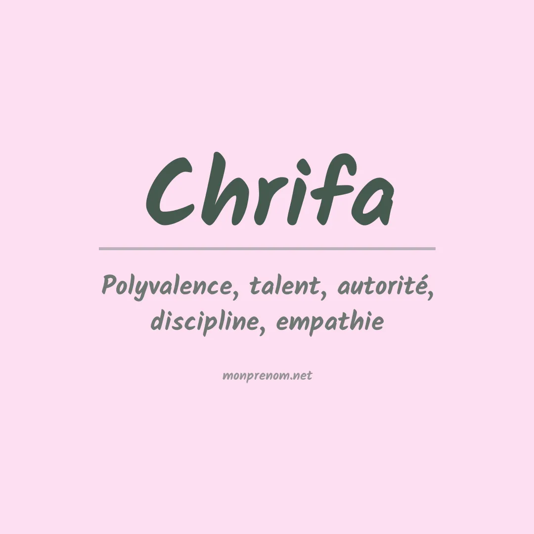 Signification du Prénom Chrifa
