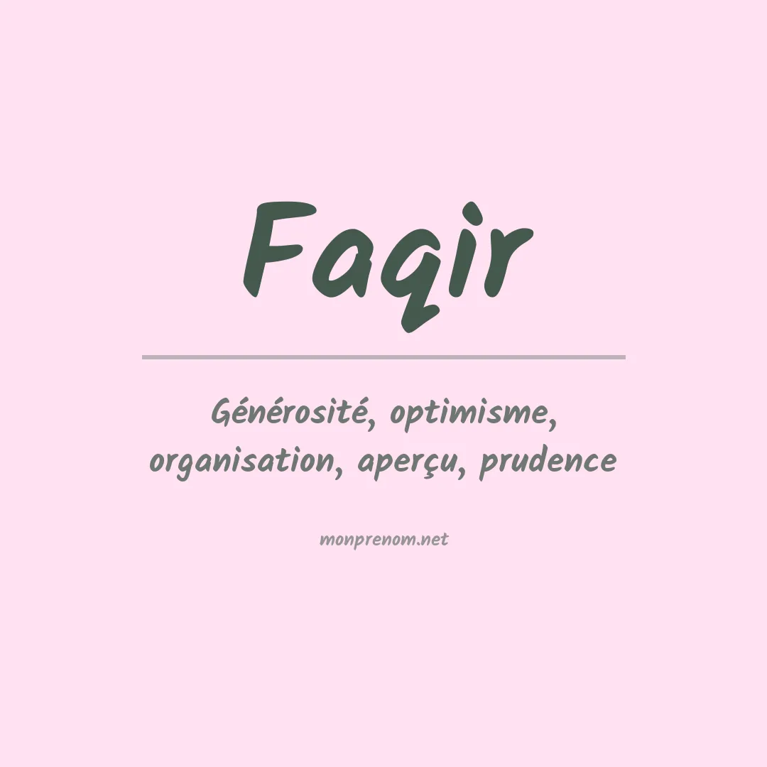 Signification du Prénom Faqir