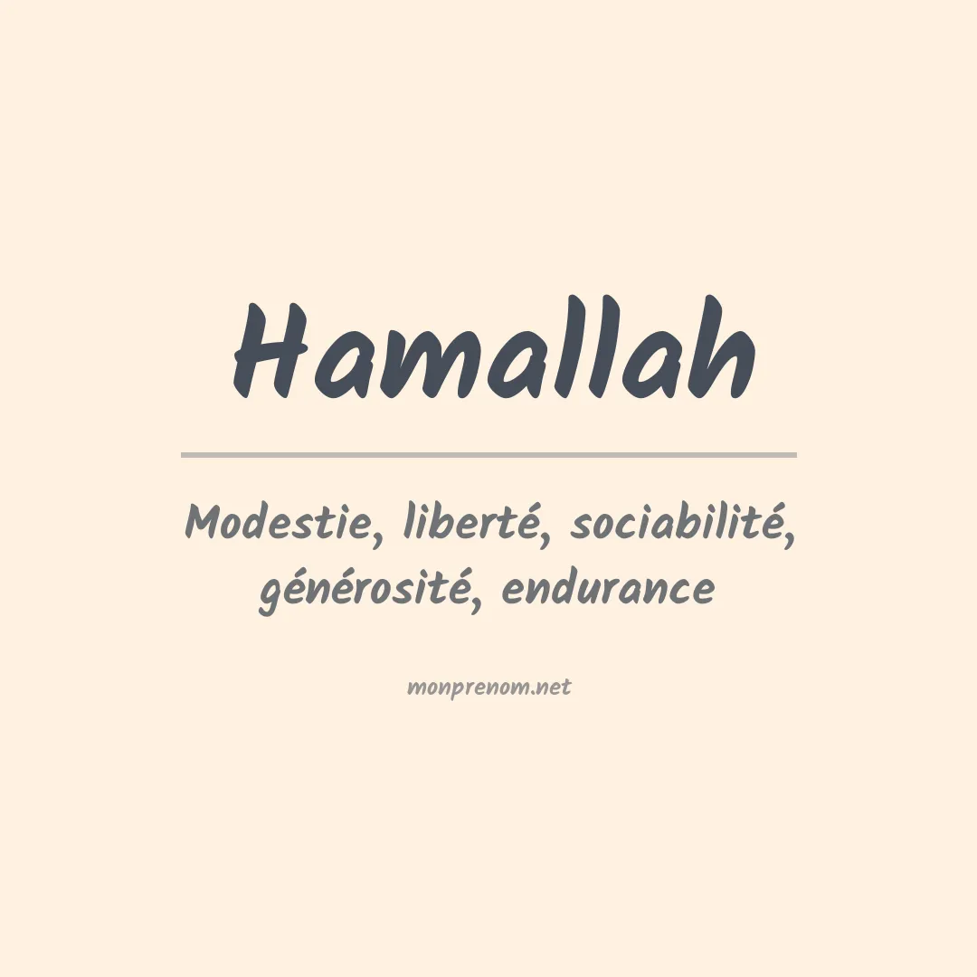 Signification du Prénom Hamallah