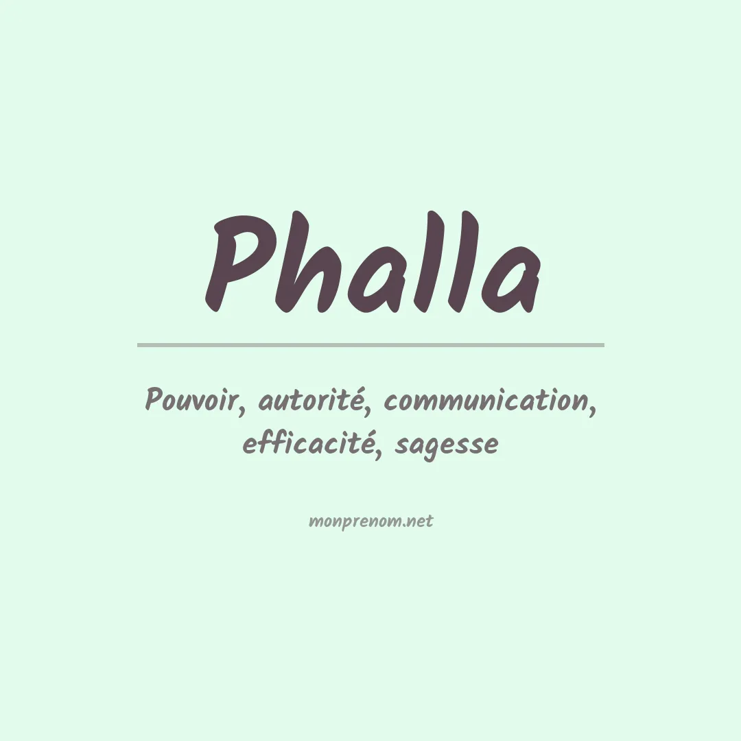 Signification du Prénom Phalla