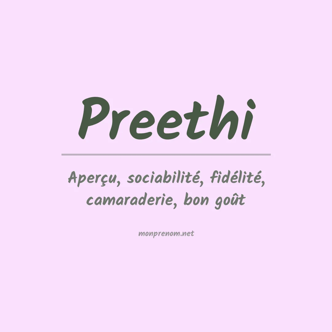 Signification du Prénom Preethi