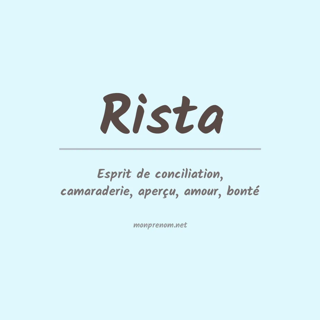 Signification du Prénom Rista