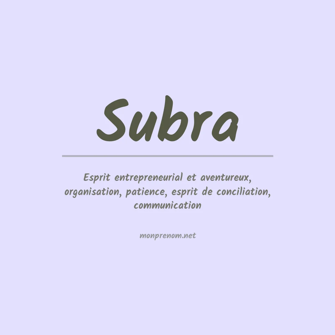 Signification du Prénom Subra